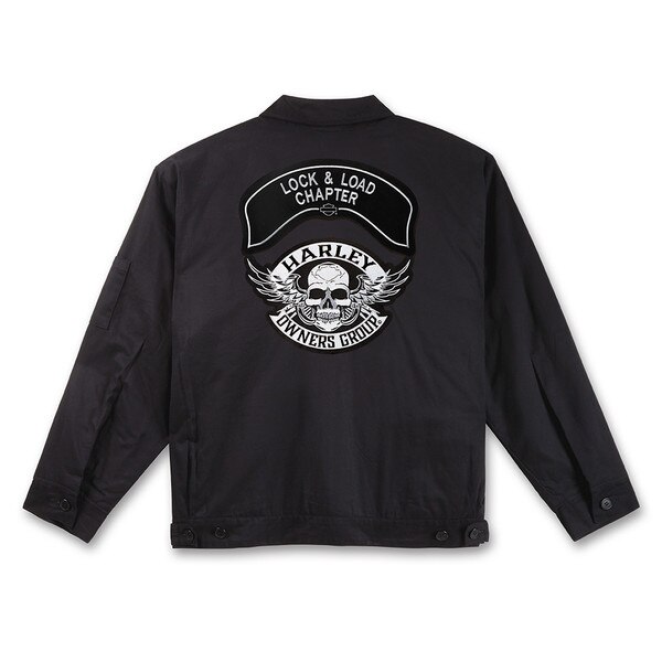Black Twill Jacket with Winged Skull Patch and Chapter Name Patch ...