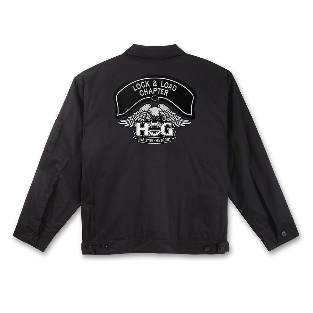 Black Twill Jacket with Silver H.O.G. Logo and Chapter Name Patch ...